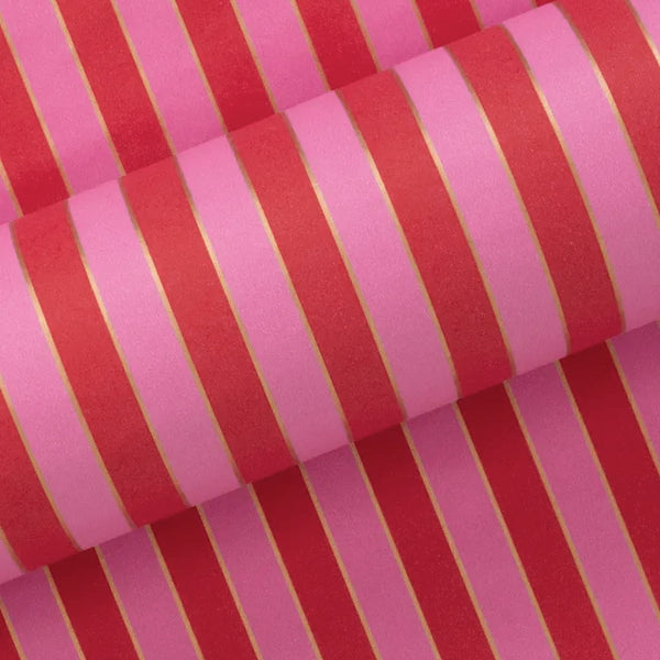 Classic Stripe Pink and Red Wrapping Paper - The Paper Empire