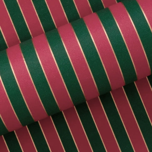 Classic Stripe Red and Green Wrapping Paper - The Paper Empire